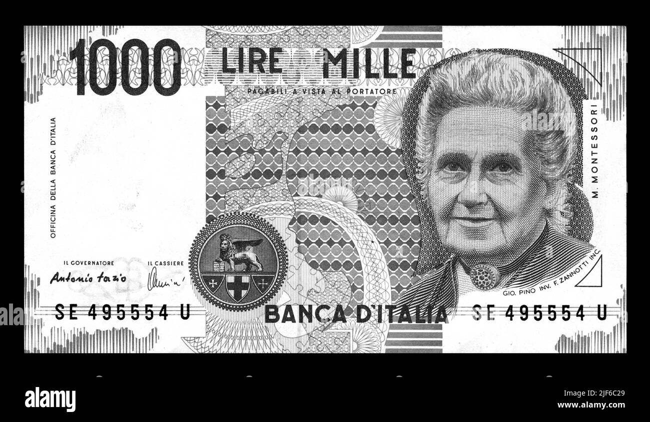 1000 lire note Black and White Stock Photos & Images - Alamy