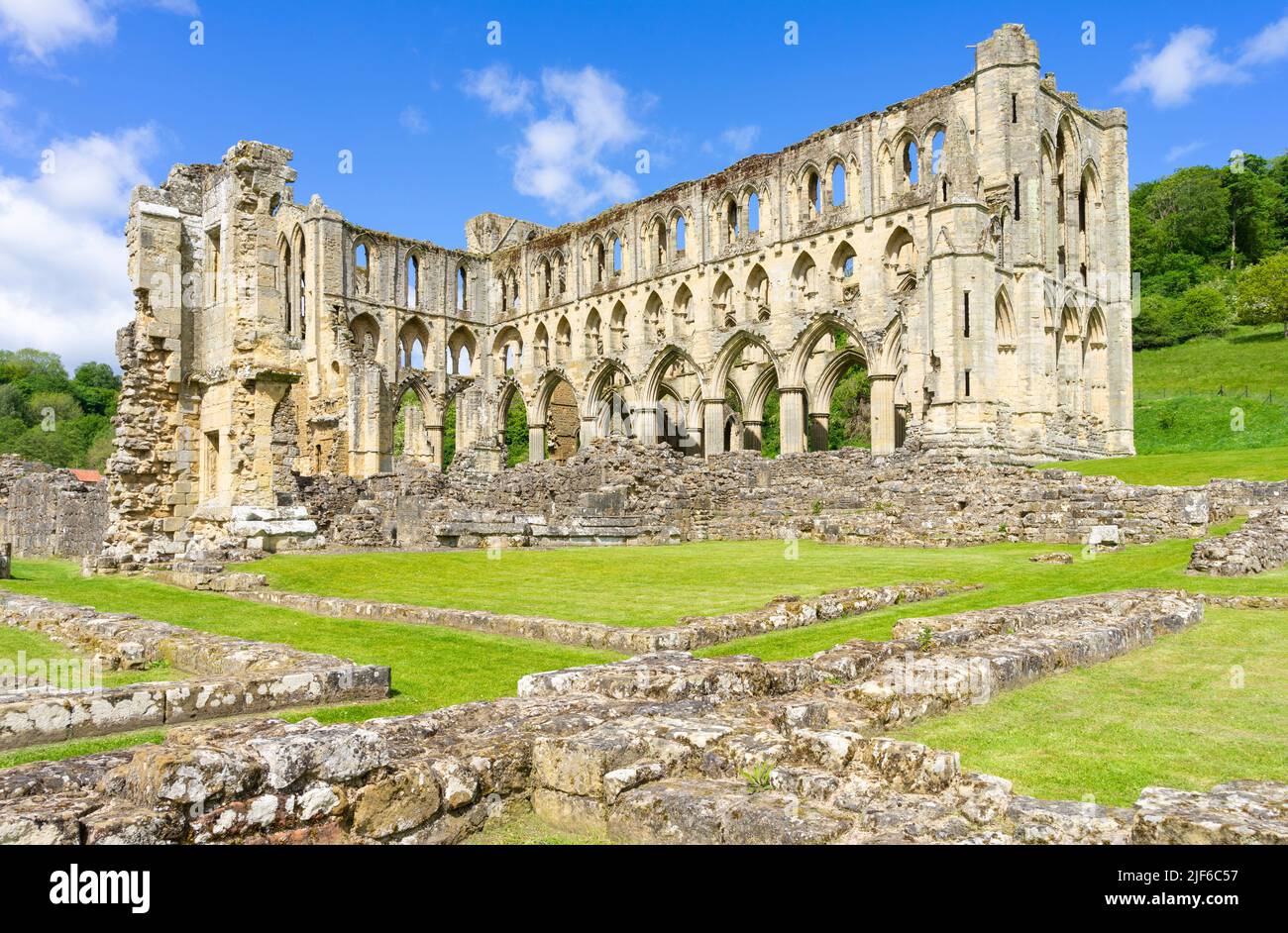 Rievaulx Abbey ruins Rievaulx village North York Moors National park ...