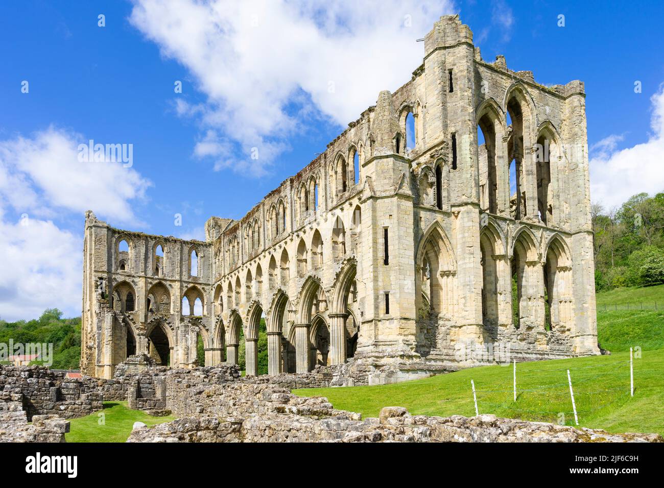 Rievaulx Abbey ruins Rievaulx village North York Moors National park ...