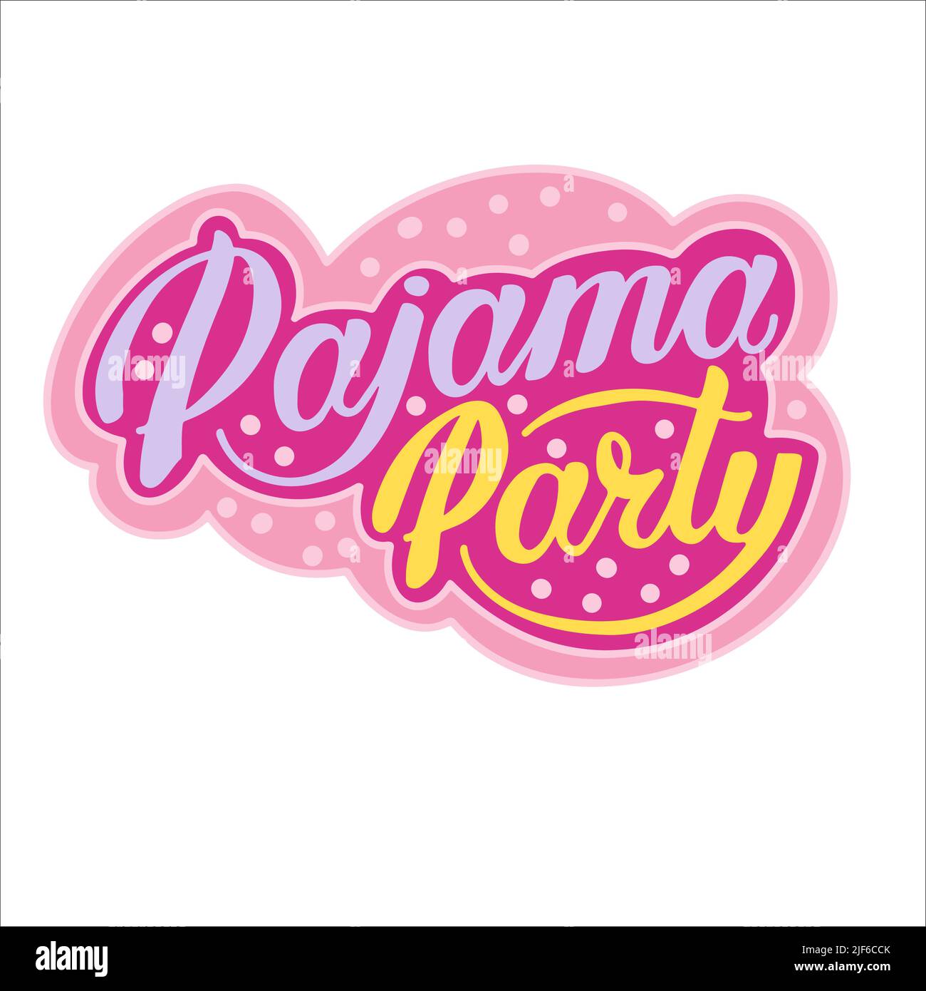 Pajama Party Lettering Colourful Cute Sticker For Slumber Party Stock