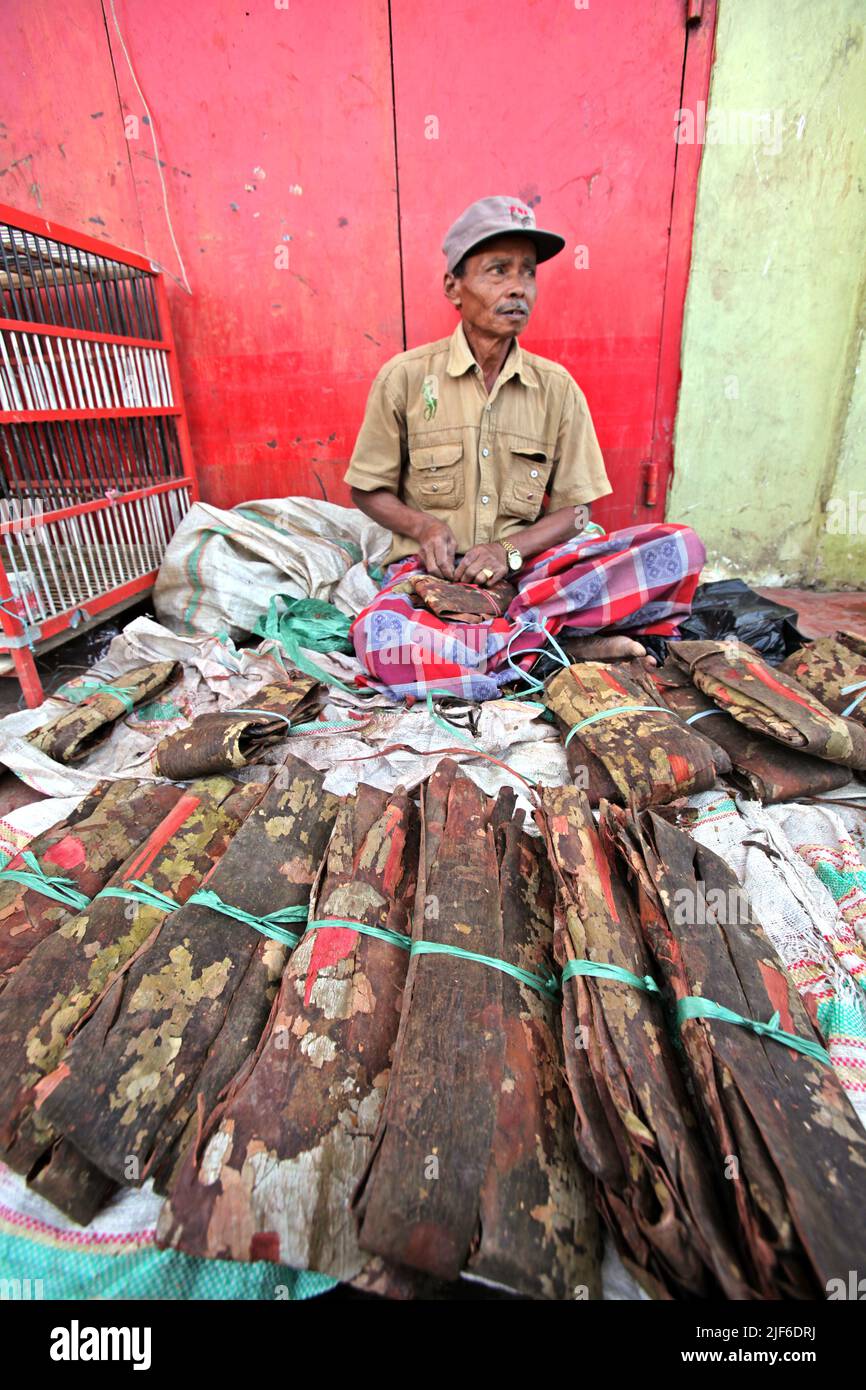 A man selling raw cinnamon barks at Bolu market, a traditional market ...