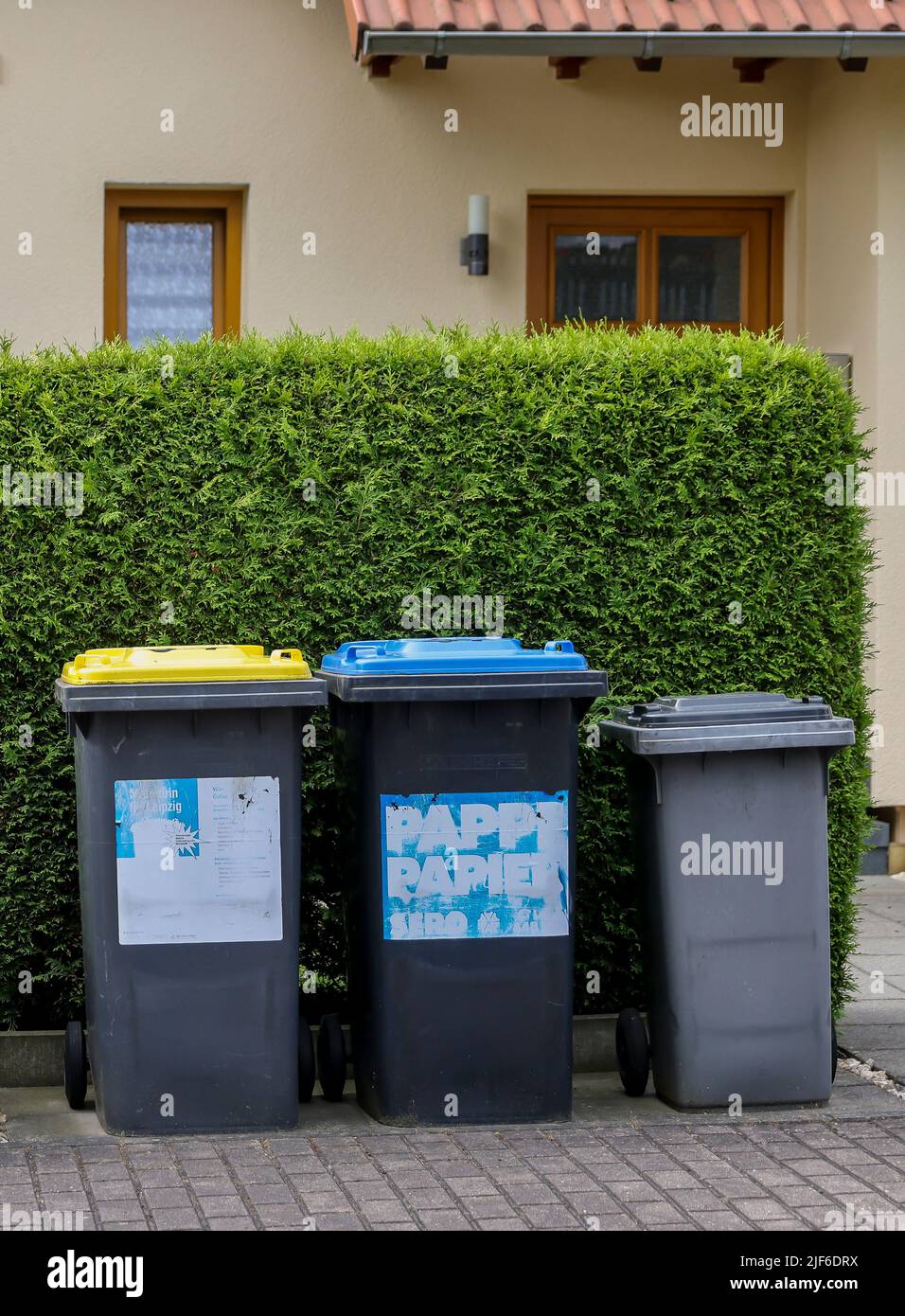 Leipzig, Germany. 30th June, 2022. A trash garbage can for residual ...