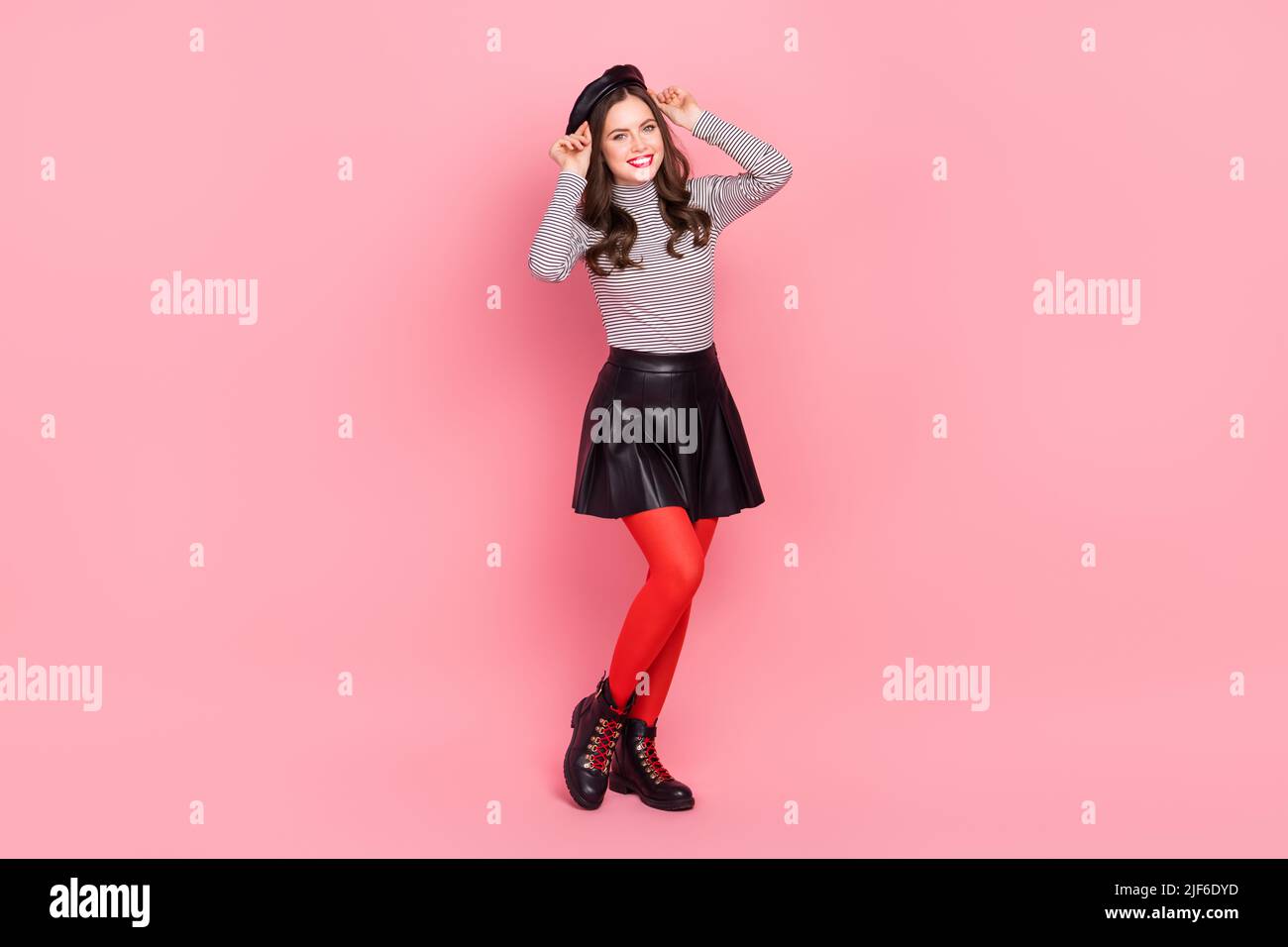 Full length body size view of attractive cheerful fashionable slender ...