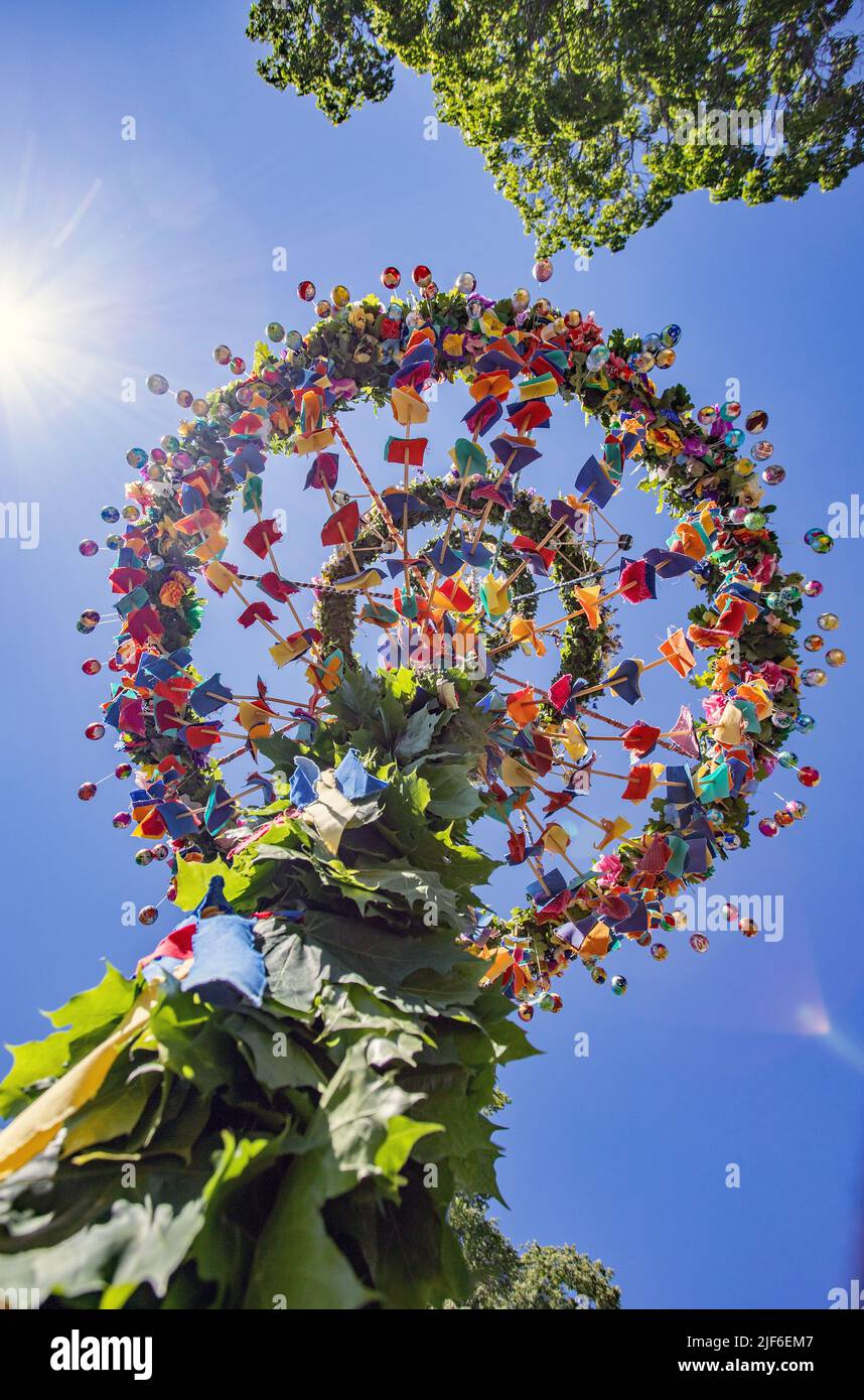 May-pole with flower wreath Malmkoping, sweden, photo: Bo Arrhed Stock ...