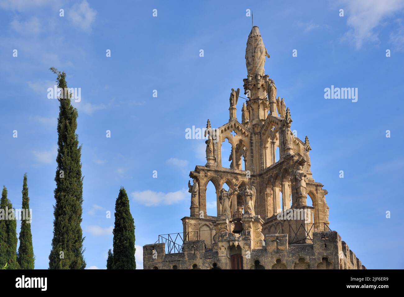 Decorative Gothic Stonework & Virgin Mary c18th Chapel, Chapelle de Bon ...