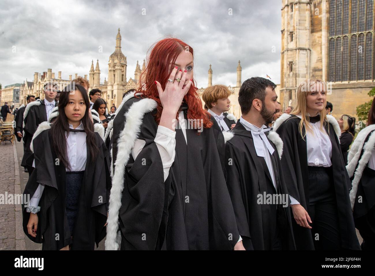 Picture dated June 29th shows students from King’s College Cambridge on ...