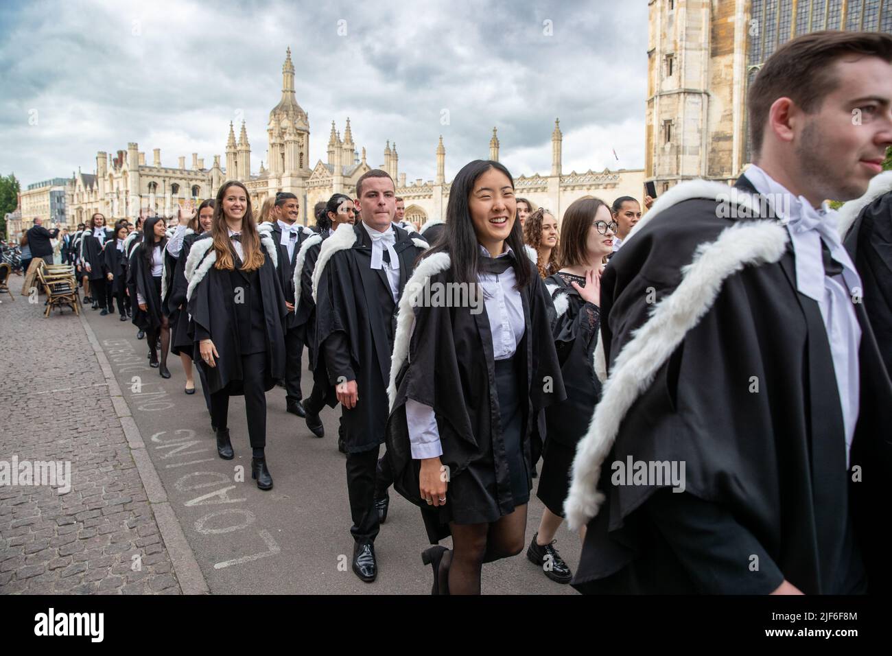Picture dated June 29th shows students from King’s College Cambridge on ...