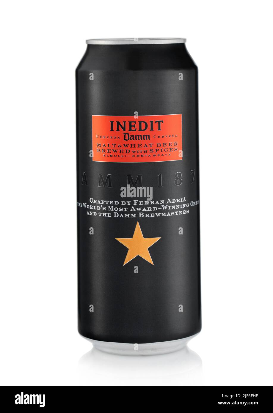 LONDON,UK - JUNE 02, 2022: Inedit Damm original beer in aluminium can ...