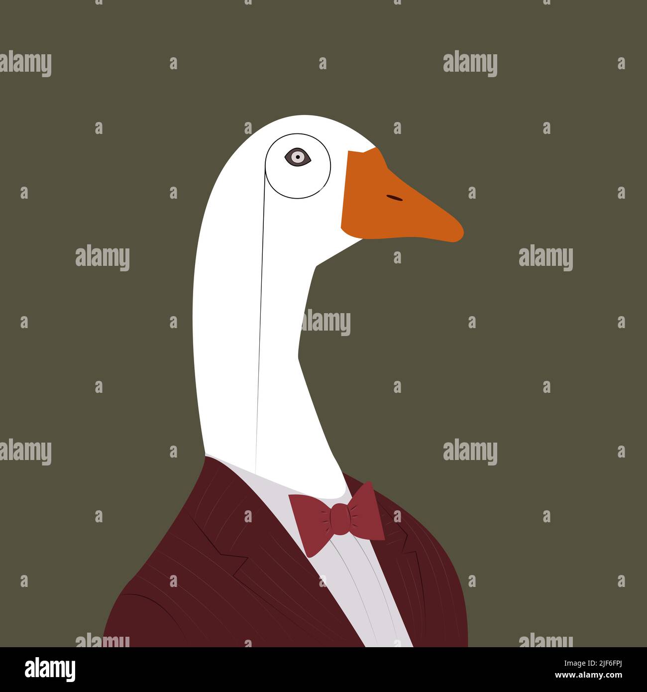Beautiful white goose vector illustration. Goose in a jacket. business ...