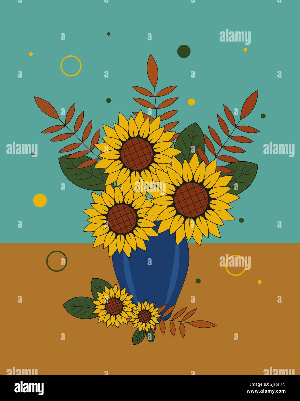 Sunflowers in vase Stock Vector Images - Alamy
