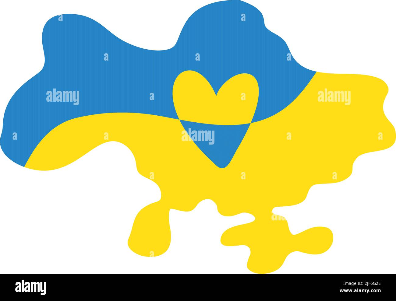vector map of Ukraine with heart and blue and yellow color. Save ...