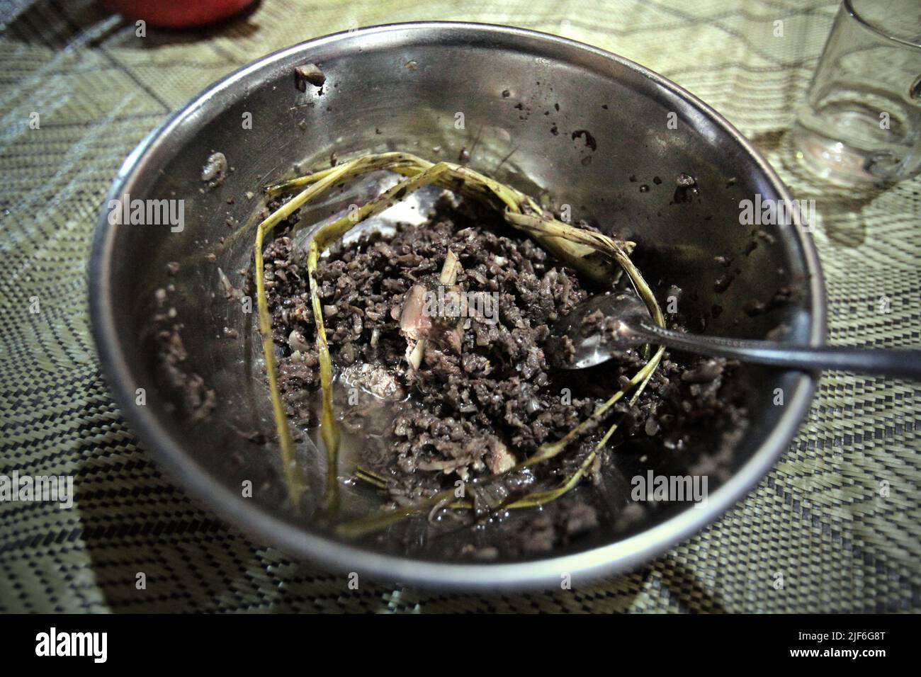 Traditional food called pa'piong (papiong), which is spiced chicken ...