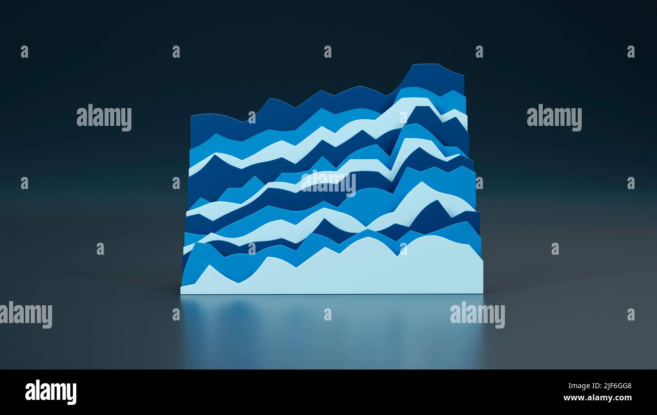 Set of blue charts on dark background. 3D illustration Stock Photo - Alamy