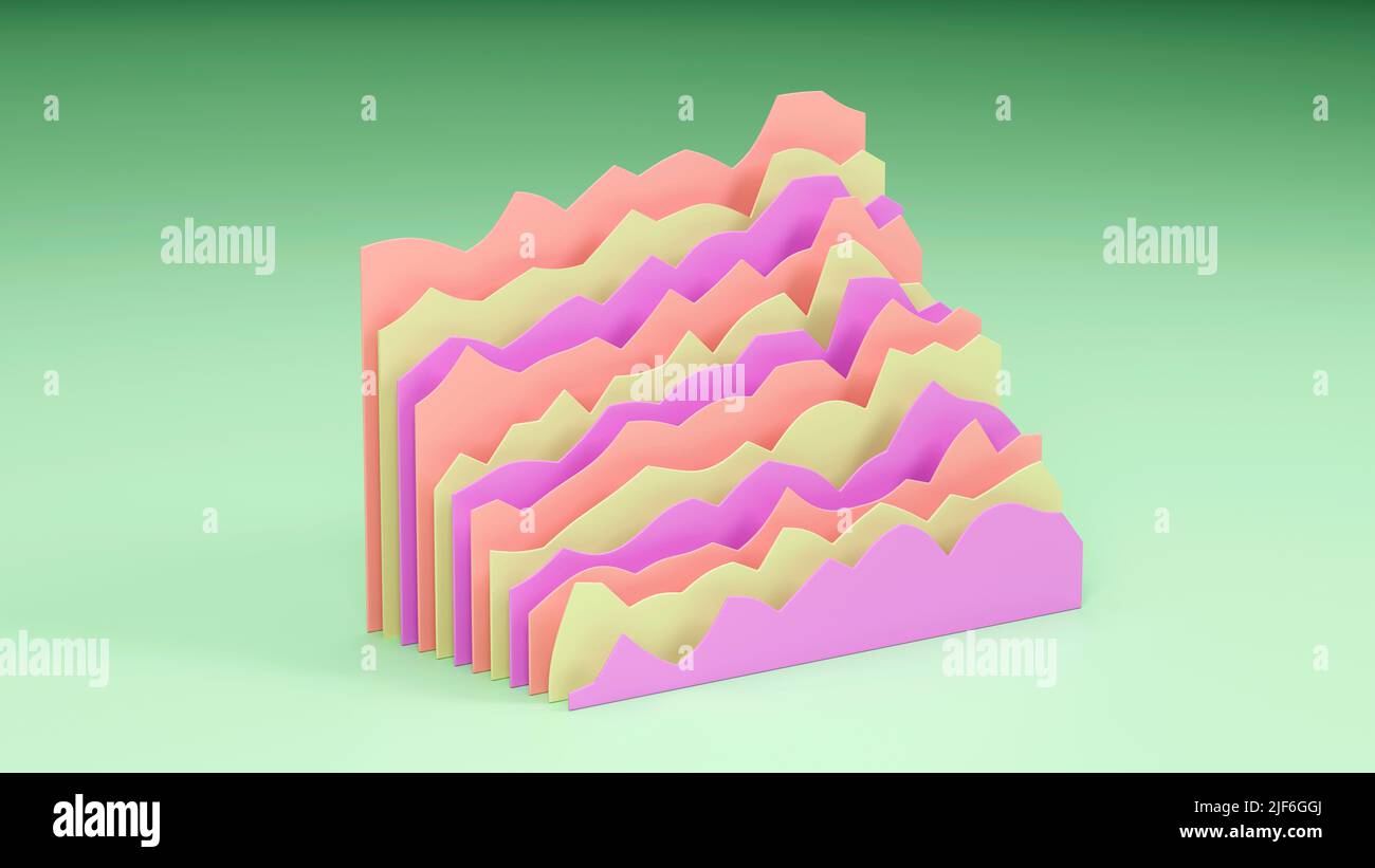 Set of different color charts on green background. 3D render Stock ...