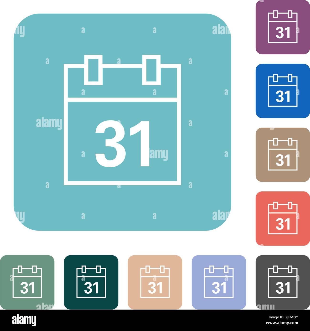 Calendar outline white flat icons on color rounded square backgrounds ...