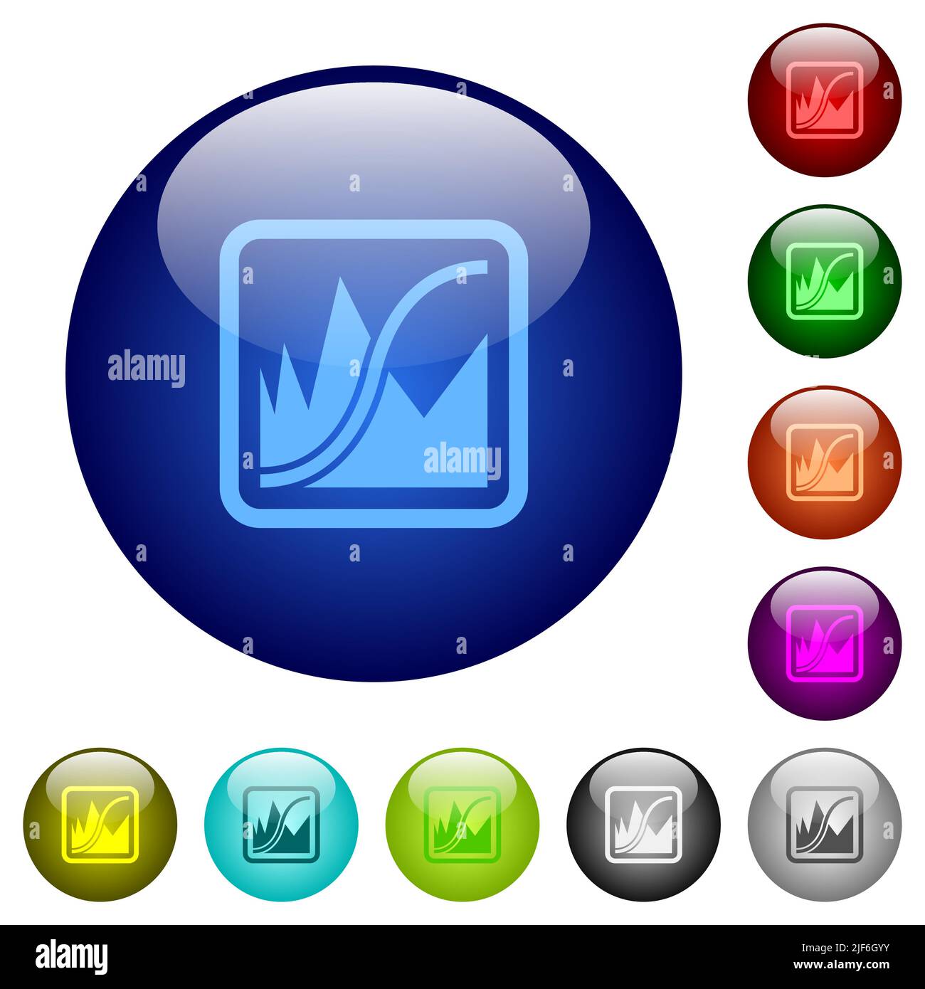 Adjust image curves icons on round glass buttons in multiple colors ...