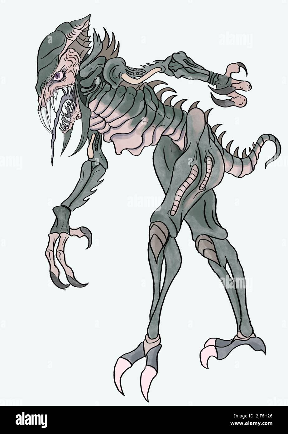 hand drawn alien creature character illustration design Stock Photo - Alamy