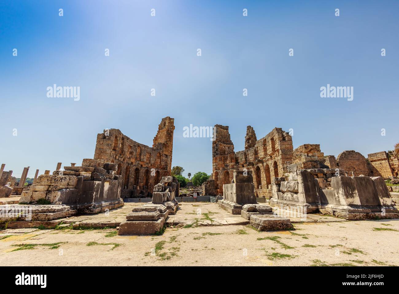 Ruins of ancient Byzantine basilica, the early-Roman Christian church ...