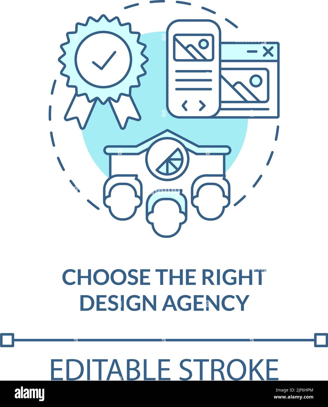 Choose right design agency turquoise concept icon Stock Vector Image ...