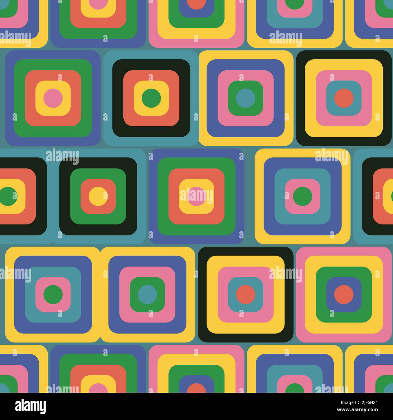 Abstract seamless pattern with vintage colorful squares. Round corner ...