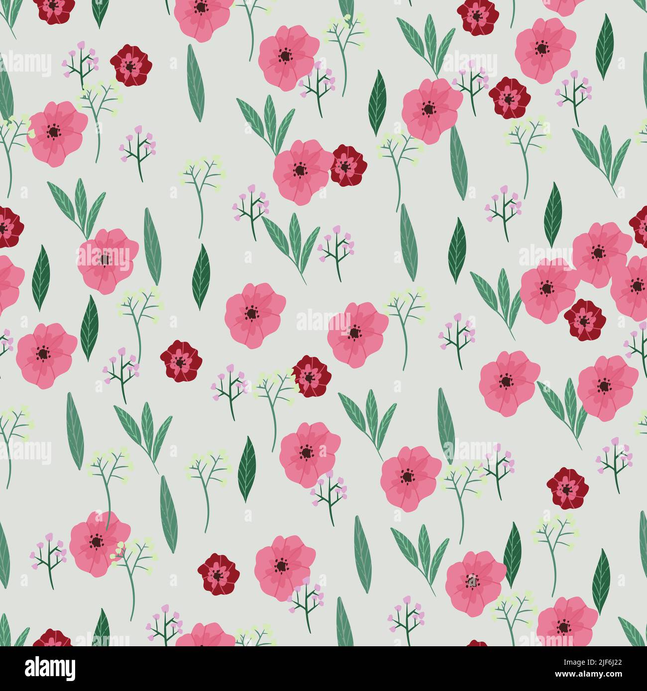 Seamless pattern with spring bright flowers. Vector illustration Stock ...