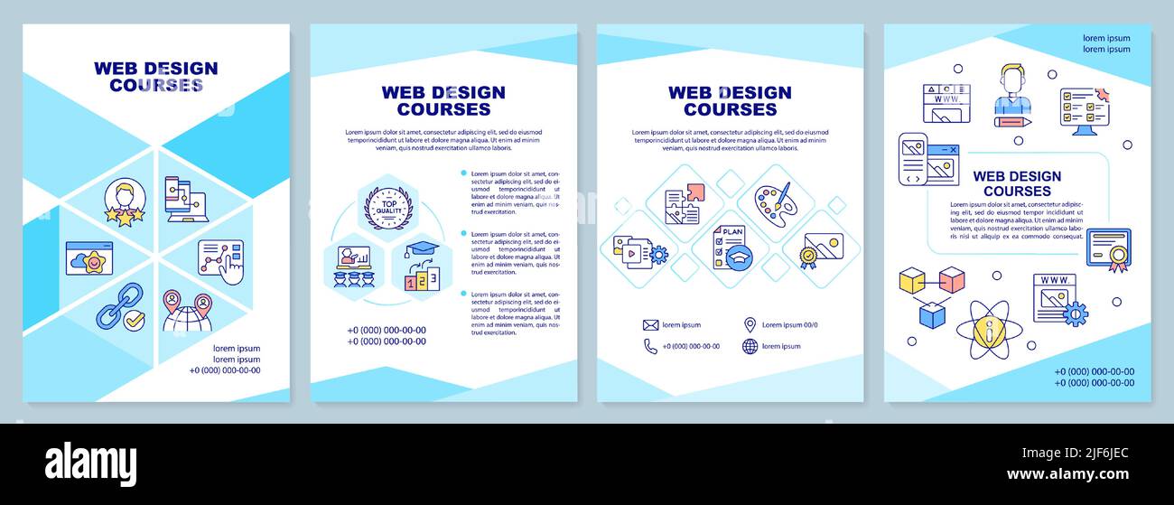 Web design courses cyan brochure template Stock Vector Image & Art - Alamy