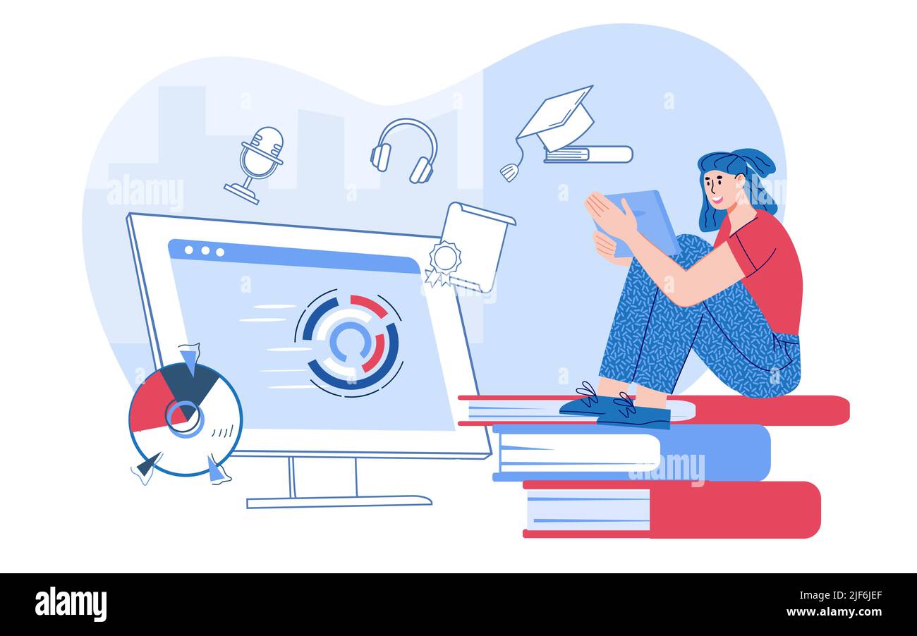 Online learning courses and e-education, distance learning concept ...