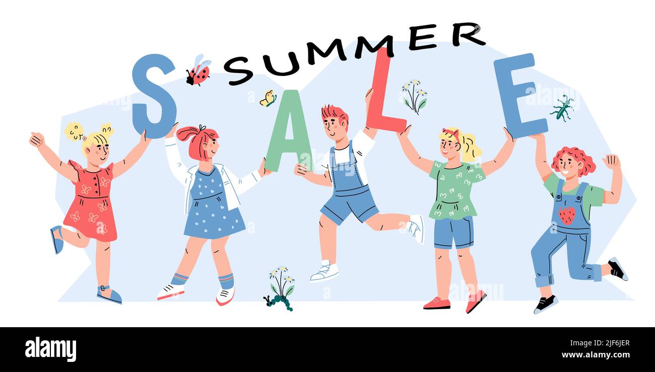 KIds fashion summer sale banner or poster template for online shop and ...