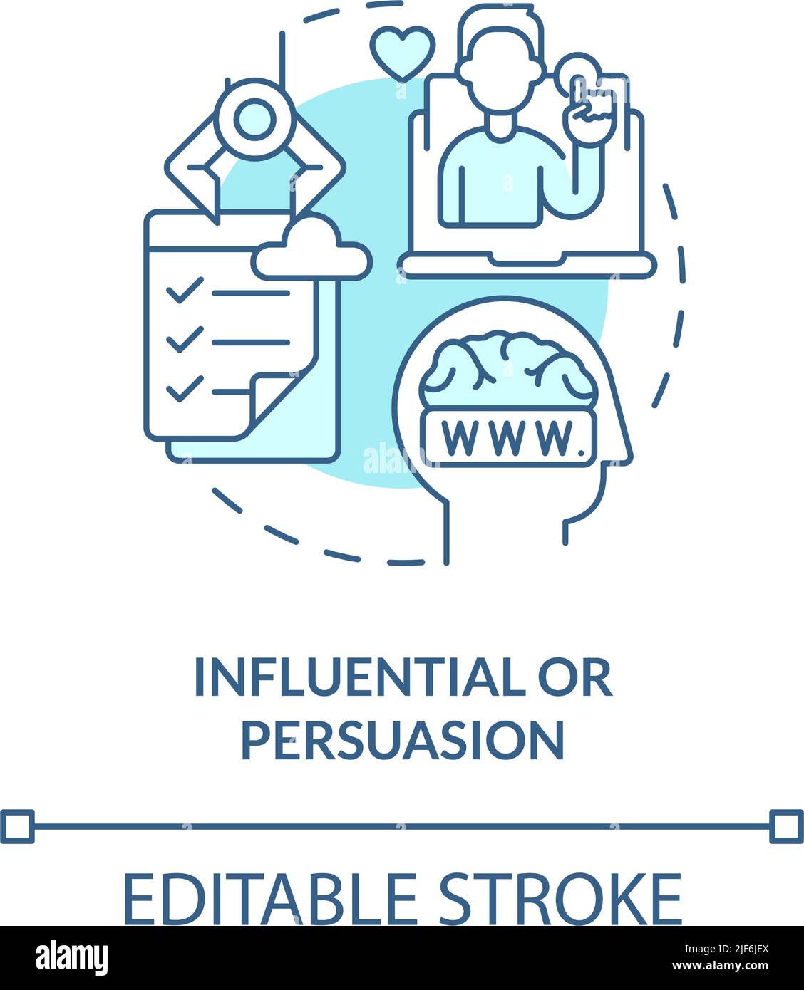 Influential and persuasion turquoise concept icon Stock Vector Image ...