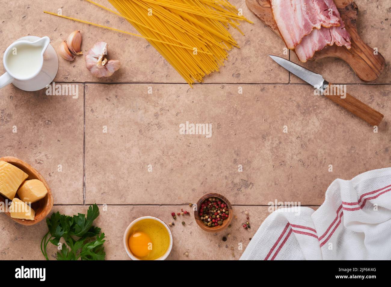 Ingredients for Pasta Carbonara. Traidtional Italian Pasta Carbonara ...