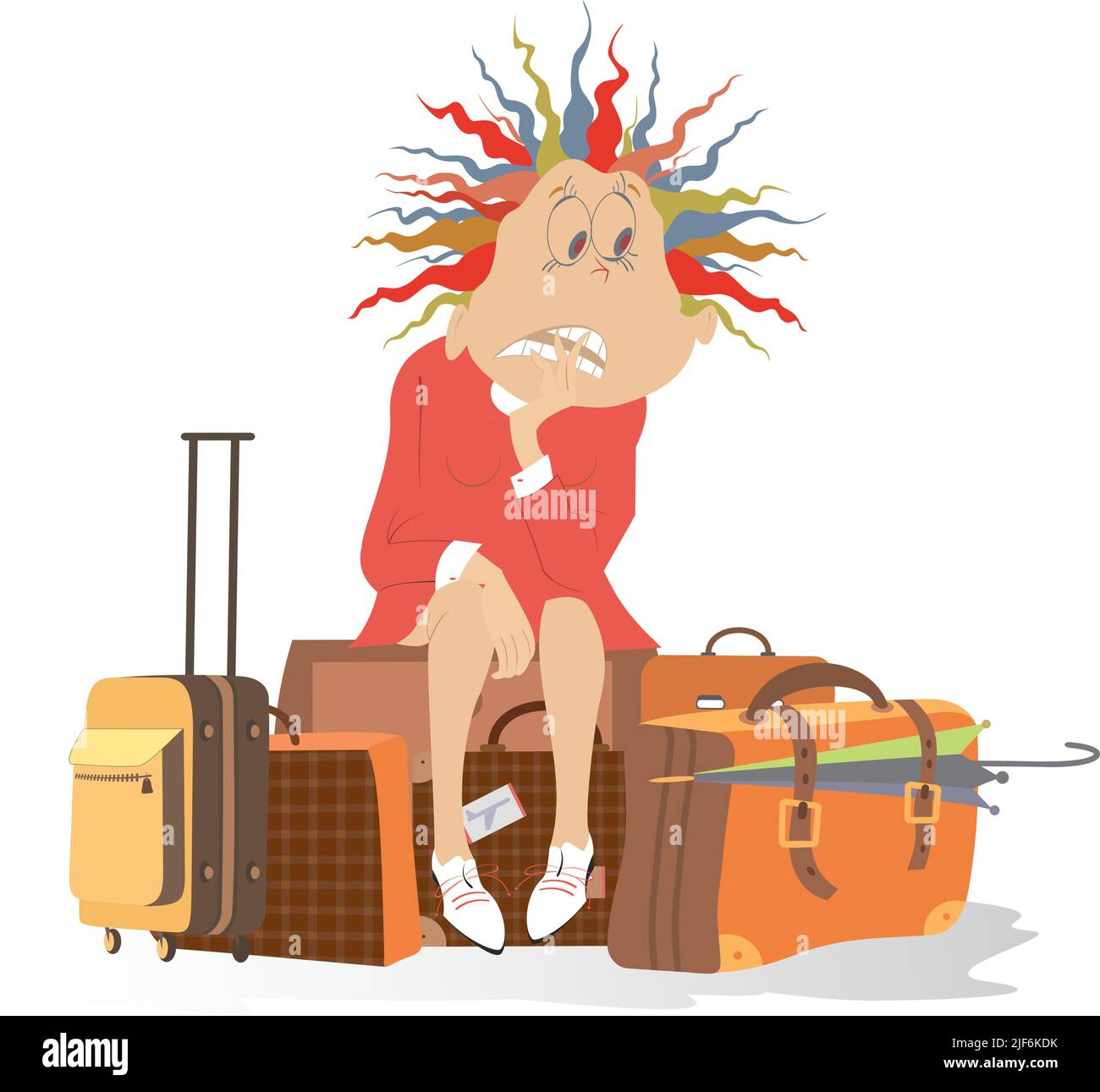 Woman suitcase sad Stock Vector Images - Alamy