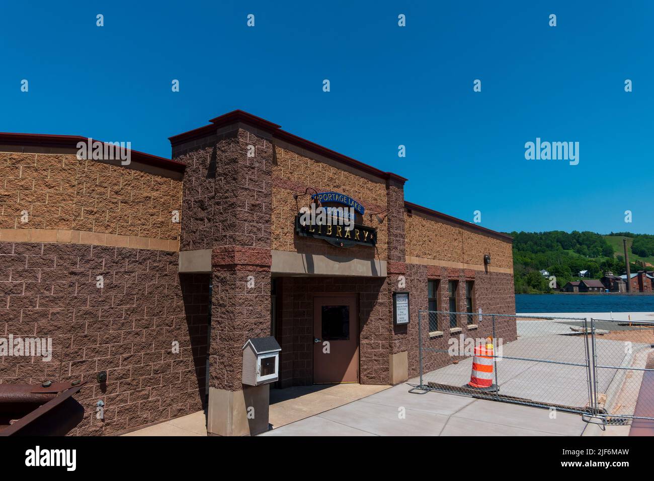 Houghton, MI, USA - June 20, 2022:Portage Lake District Library sign ...