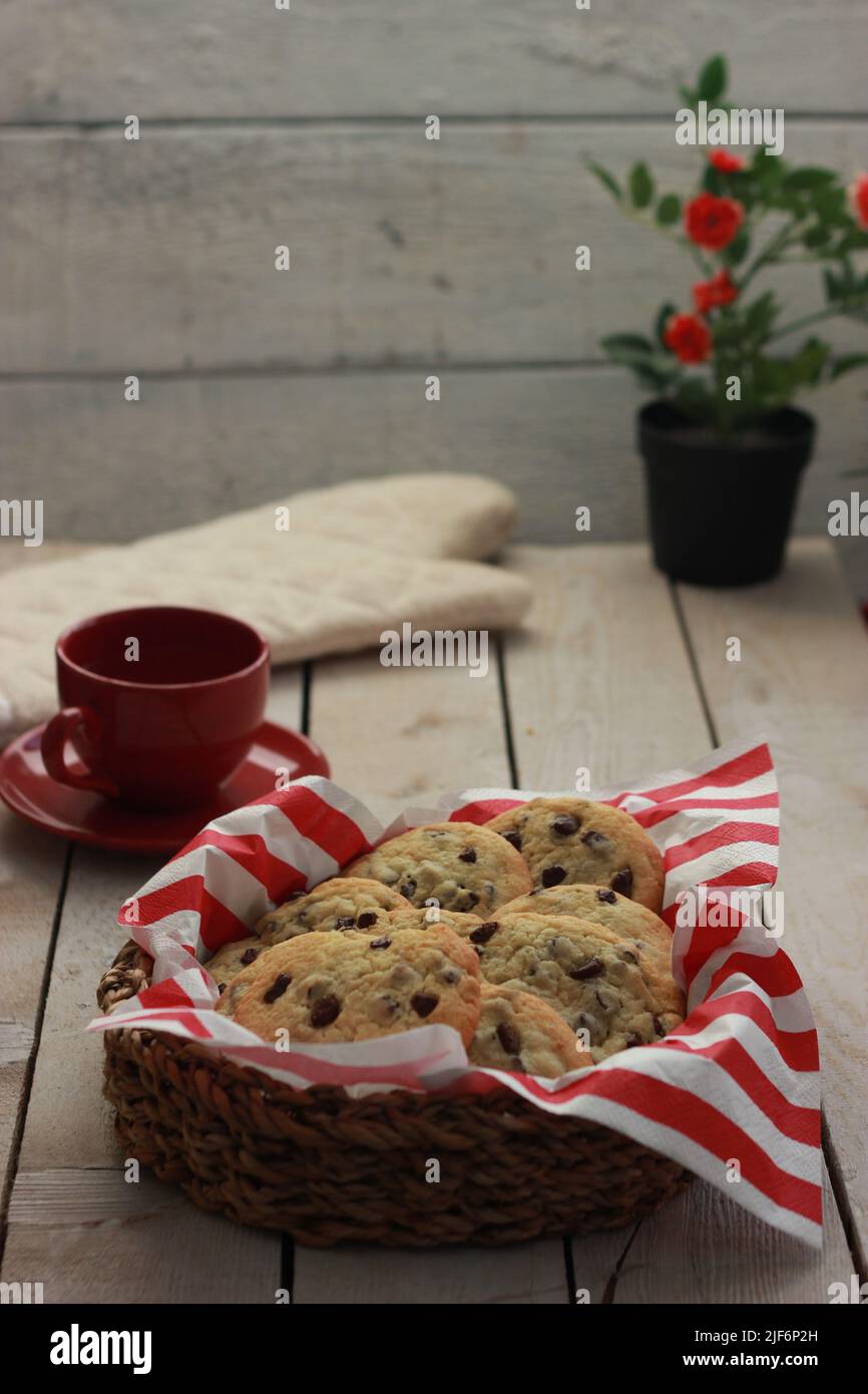 baked cookie presentation, flour cookie, food photography concept Stock ...