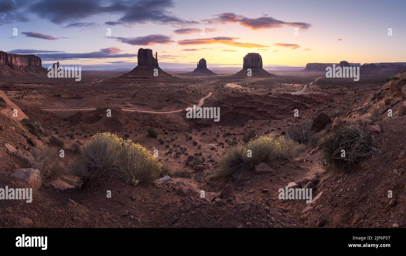 Breathtaking scenery of butte rocky outcrop formations in highlands ...