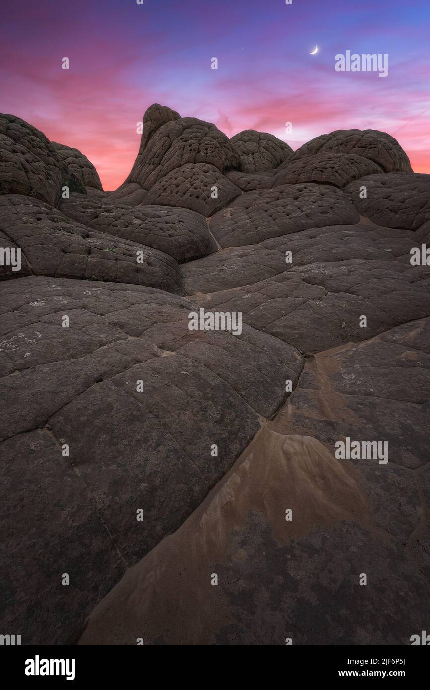 Breathtaking scenery of rocky formations in highlands under colorful ...