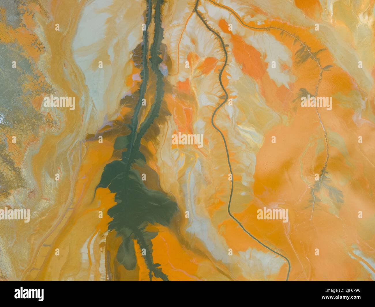 Top view of abstract textured background with colorful yellow and blue ...