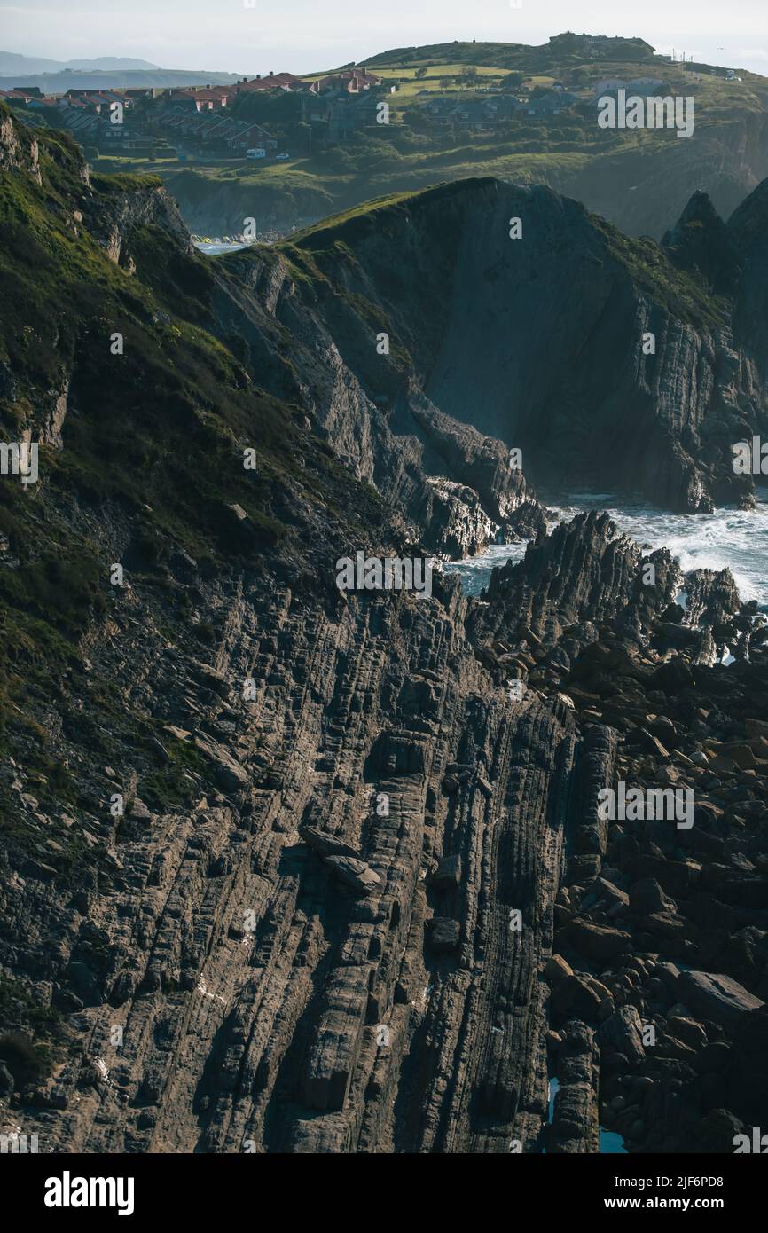 Beautiful landscape of cliffs from Costa Quebrada in the ocean at North ...