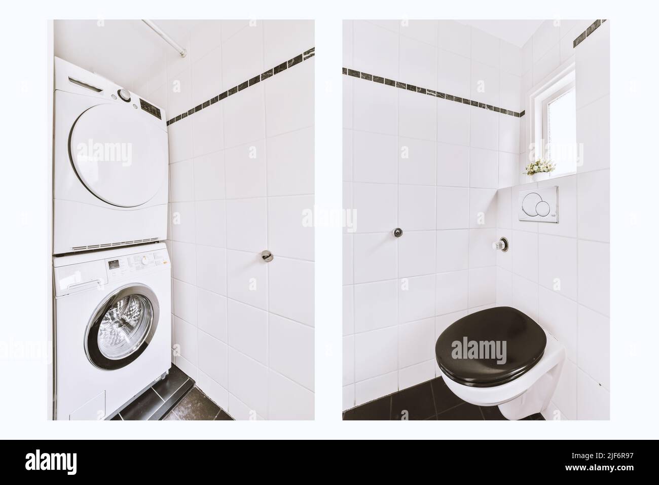 Modern tiled bathroom toilet Cut Out Stock Images & Pictures - Alamy