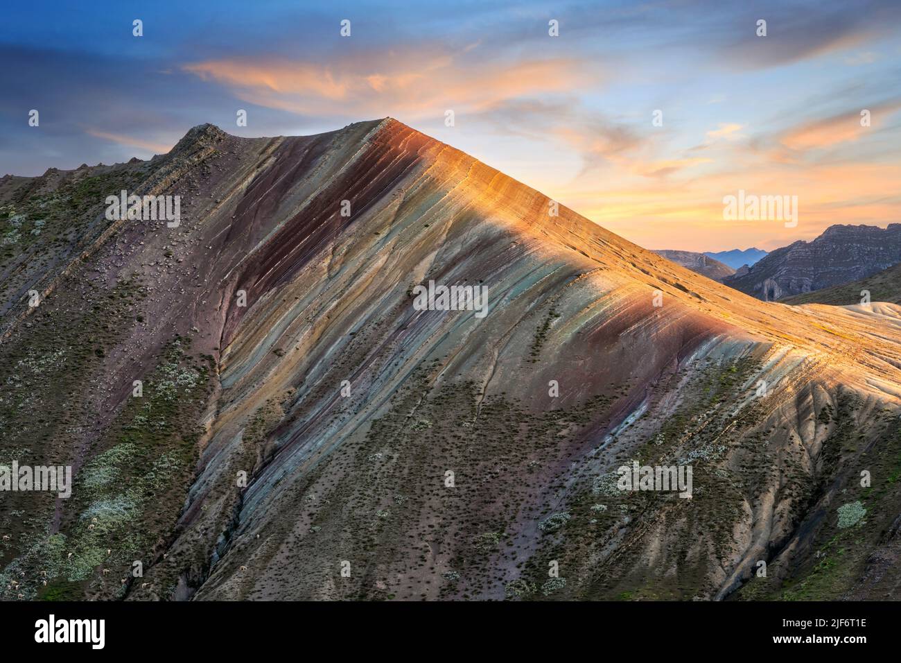 Breathtaking scenery of massive mountain range of Palccoyo with ...