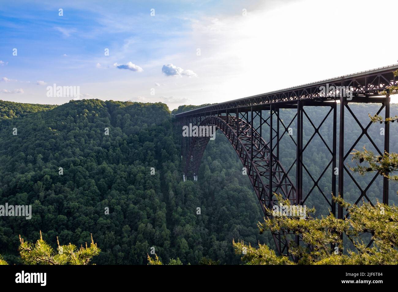 An angle shot of New River Gorge Bridge under the beautiful sky with ...