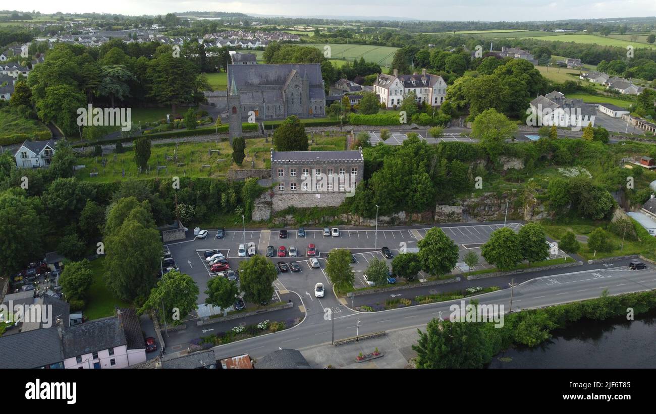 An aerial view of beautiful town with Kilkenny Church and other ...