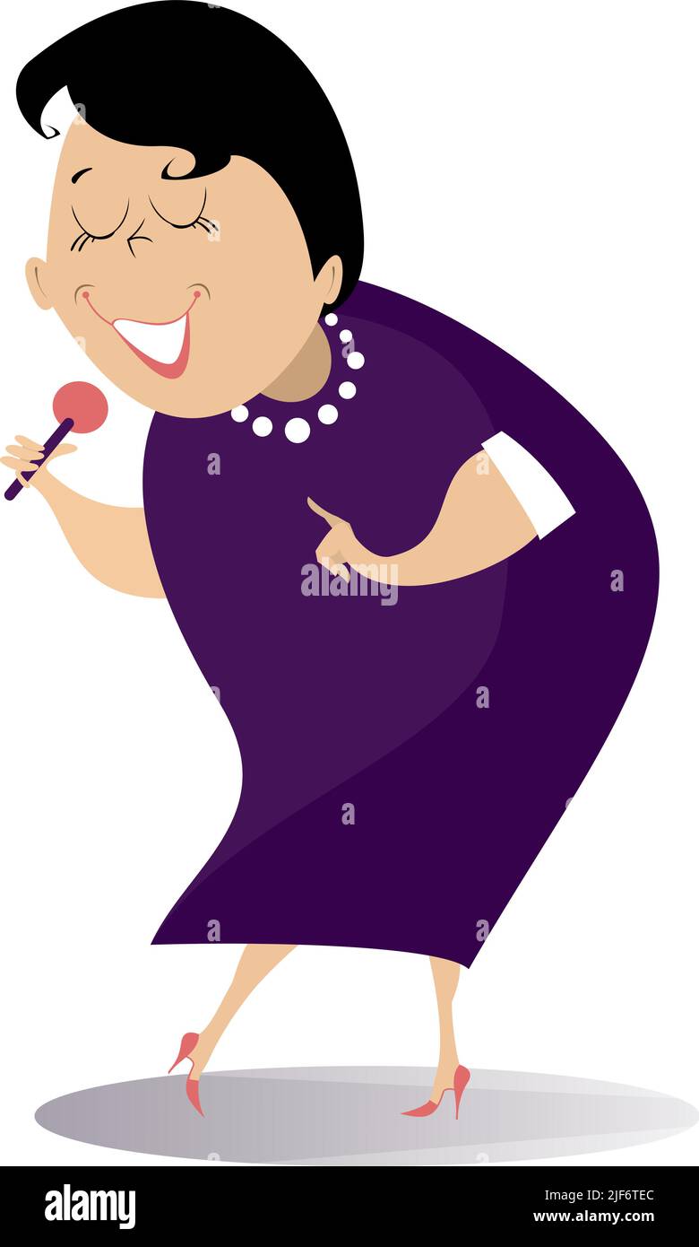 Romantic singer woman isolated illustration. Cartoon woman sings a song ...
