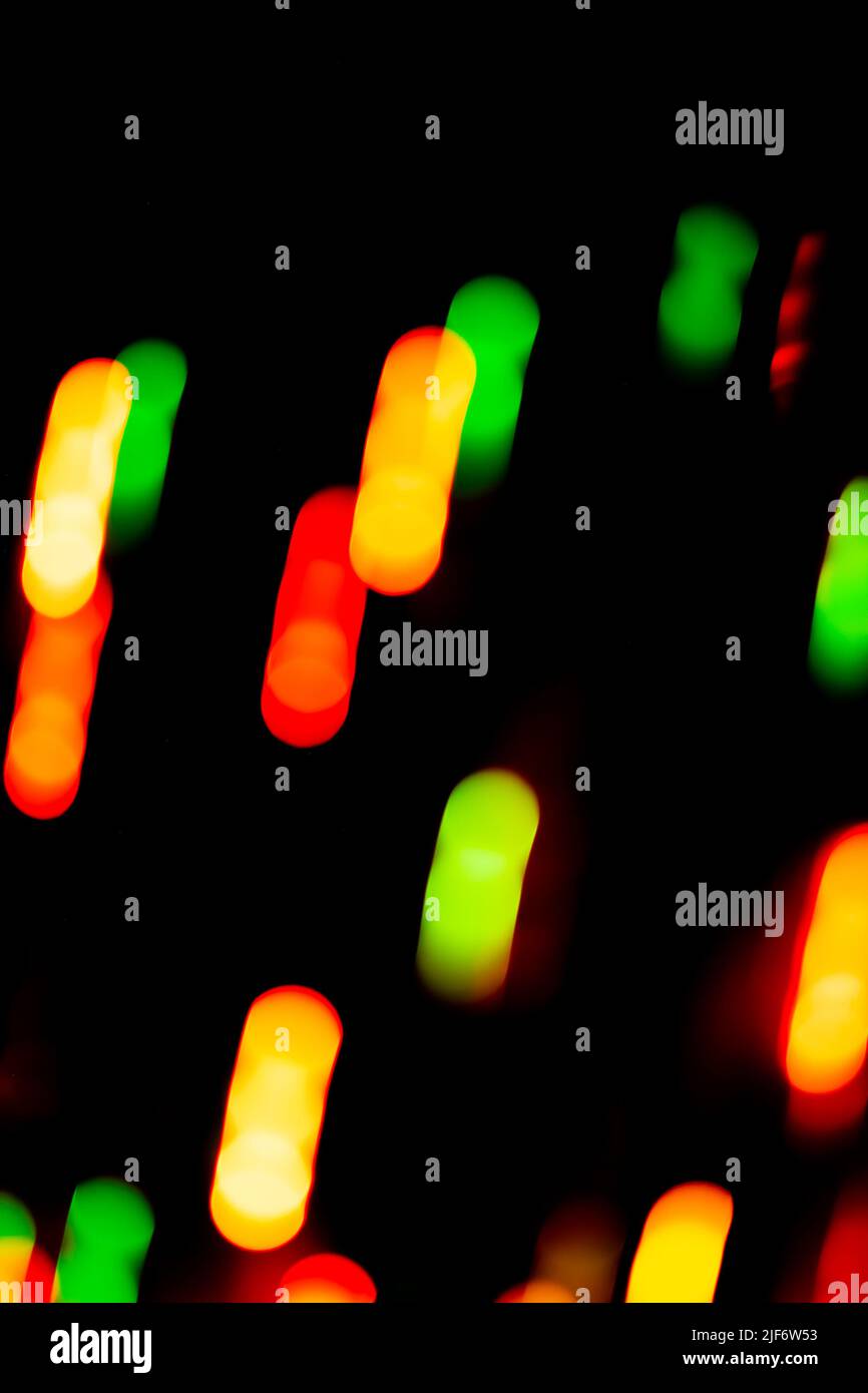 Night view blurred texture with neon light. Boke colorful bright neon ...