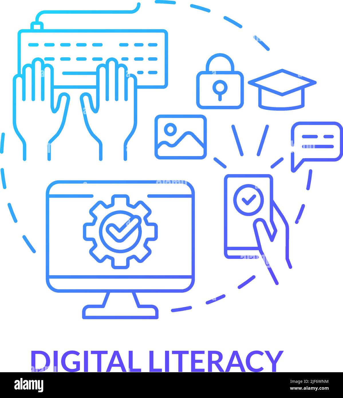 Digital literacy blue gradient concept icon Stock Vector Image & Art ...