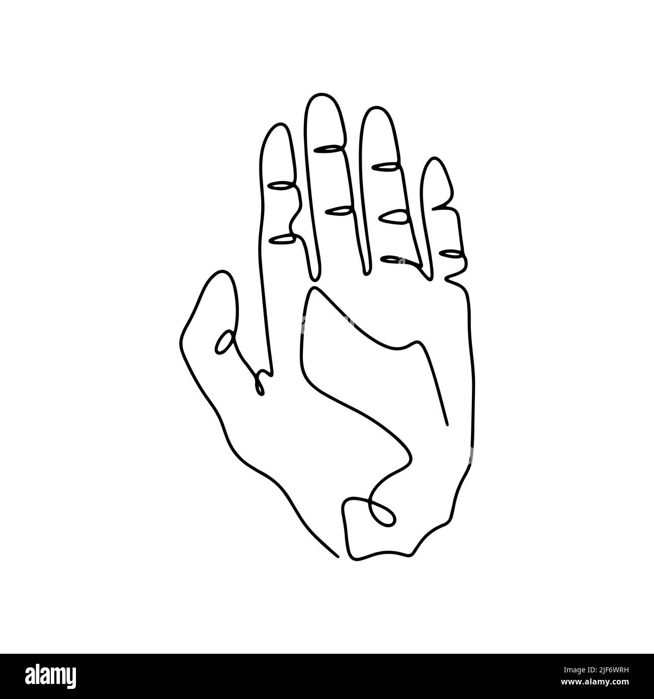 Stop hand gesture line art illustration vector Stock Vector Image & Art ...