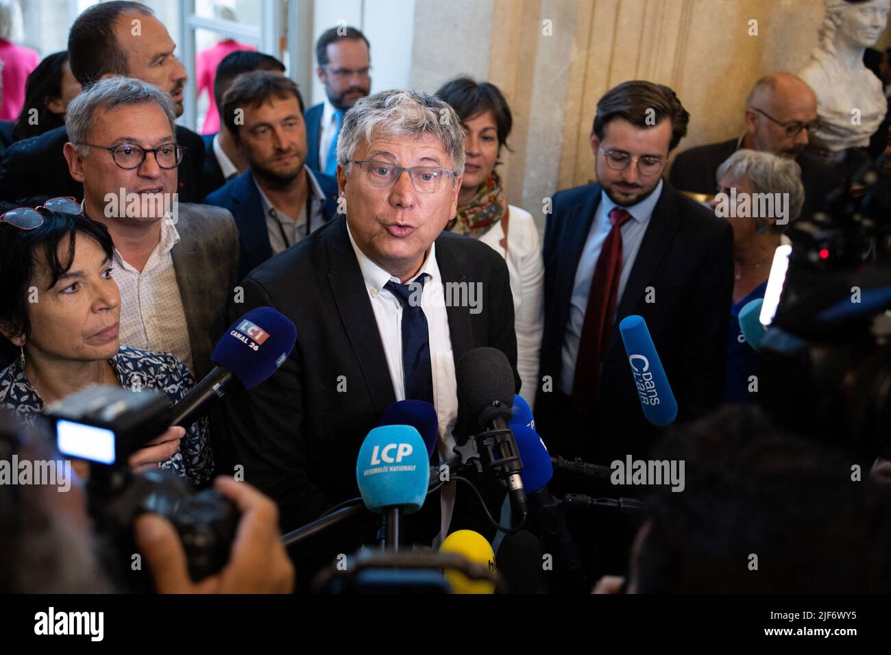 Paris, France, June 30, 2022. Eric Coquerel, newly-elected President of ...