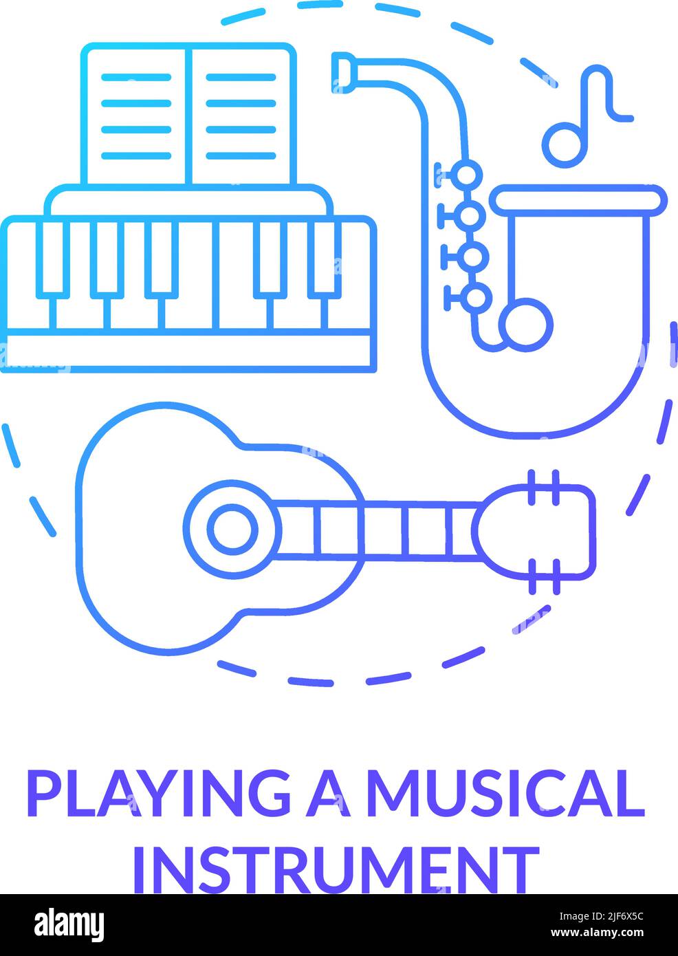 Playing musical instrument blue gradient concept icon Stock Vector ...