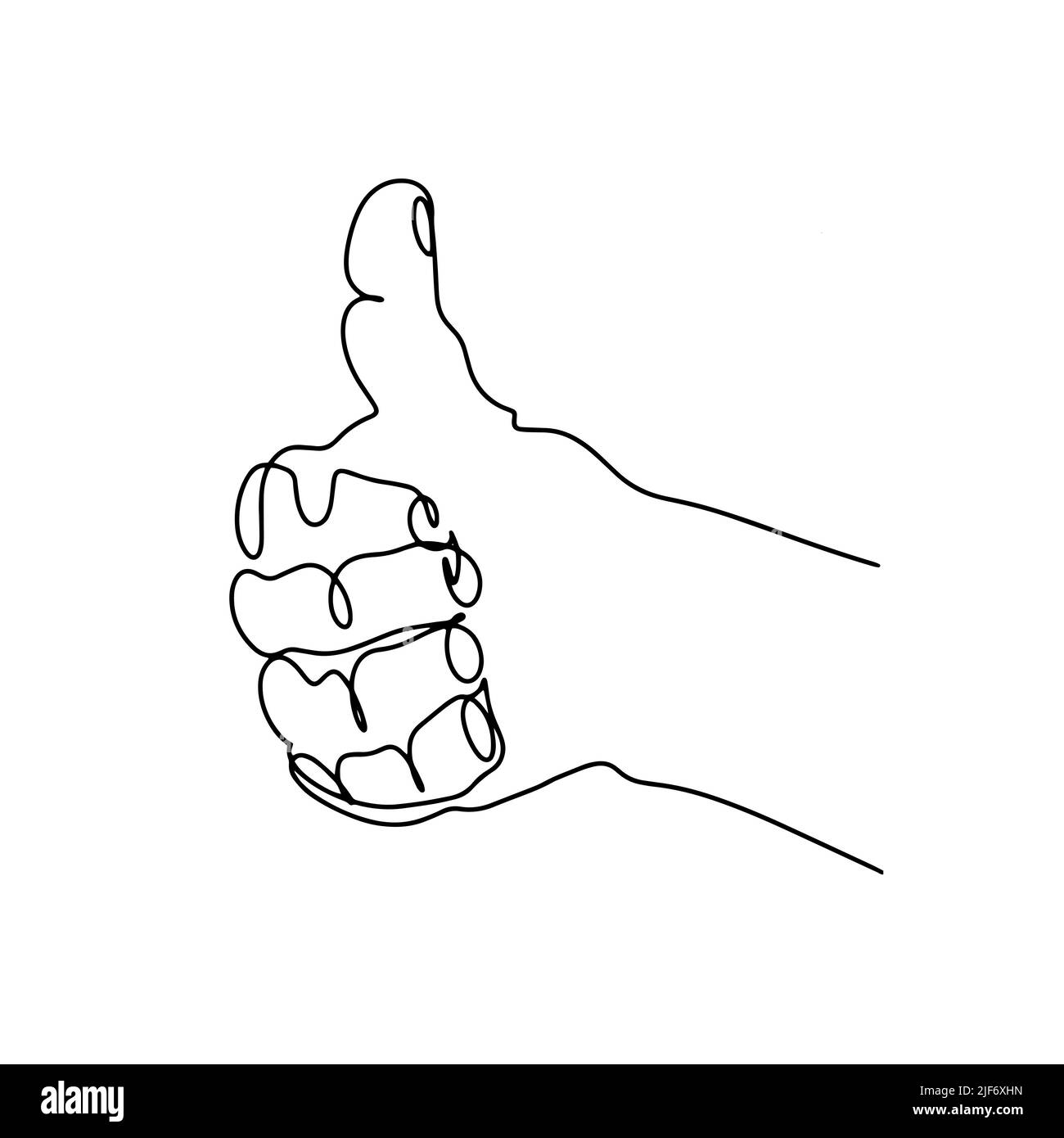 Hand fist with raised thumb up line art illustration vector Stock ...