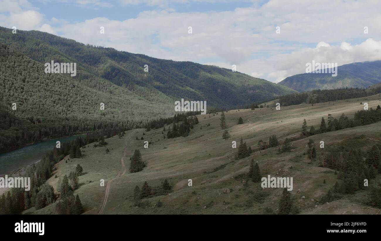 Blue river Katun between mountains of Ak-Kem valley in Altai, Siberia ...