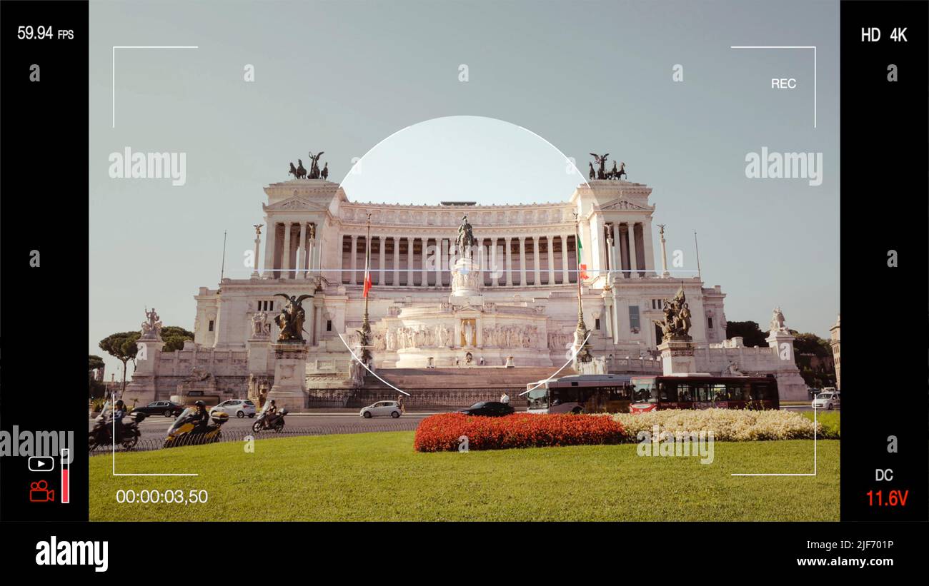 Rome, Italy - June 1, 2022: A look through the photo camera at Vittorio ...